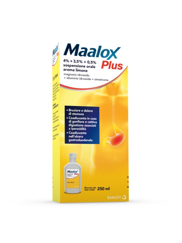 MAALOX PLUS*orale sosp 250 ml 4% + 3,5% + 0,5%